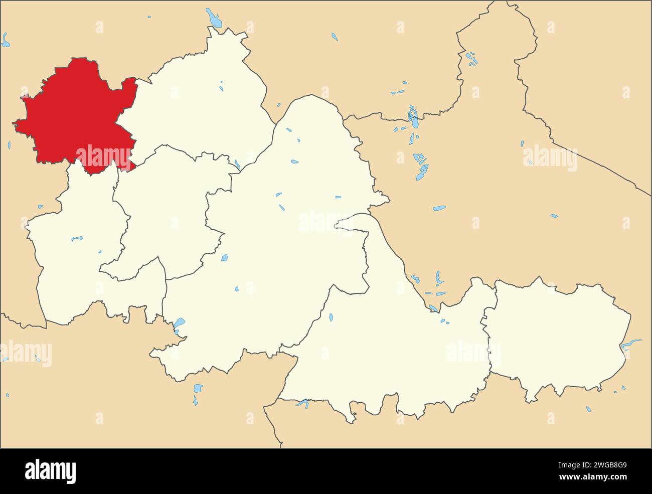 Red location map of the METROPOLITAN BOROUGH AND CITY OF WOLVERHAMPTON ...