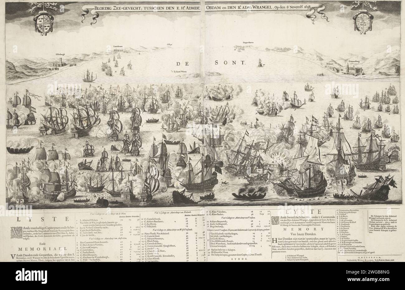 Sea battle in the Sont, 1658, 1659 print Large presentation of the sea ...