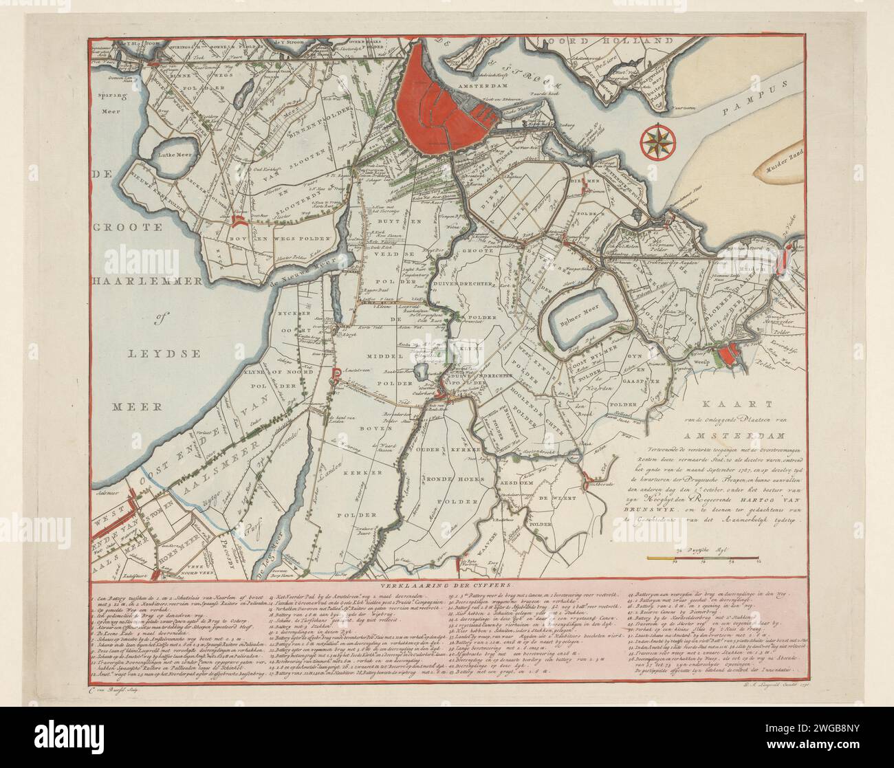 Map of Inundation around Amsterdam, 1787, Cornelis van Baarsel, 1790 ...