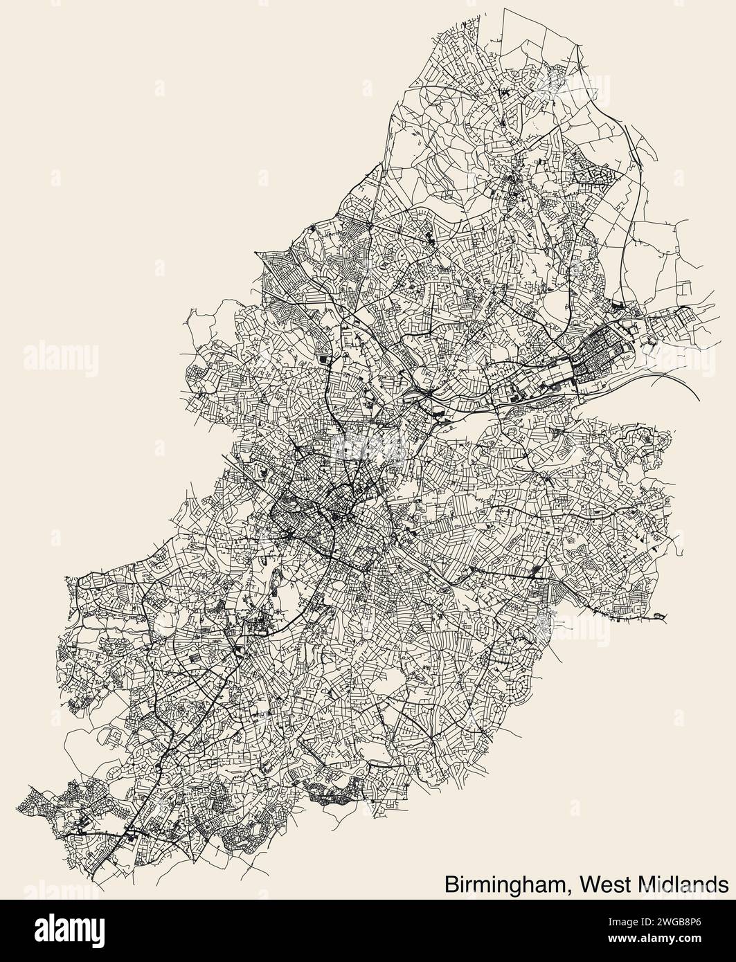 Street roads map of the METROPOLITAN BOROUGH AND CITY OF BIRMINGHAM ...