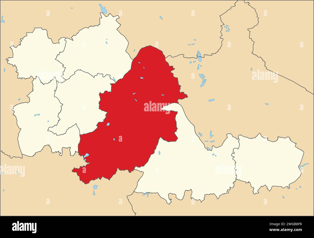 Red location map of the METROPOLITAN BOROUGH AND CITY OF BIRMINGHAM ...