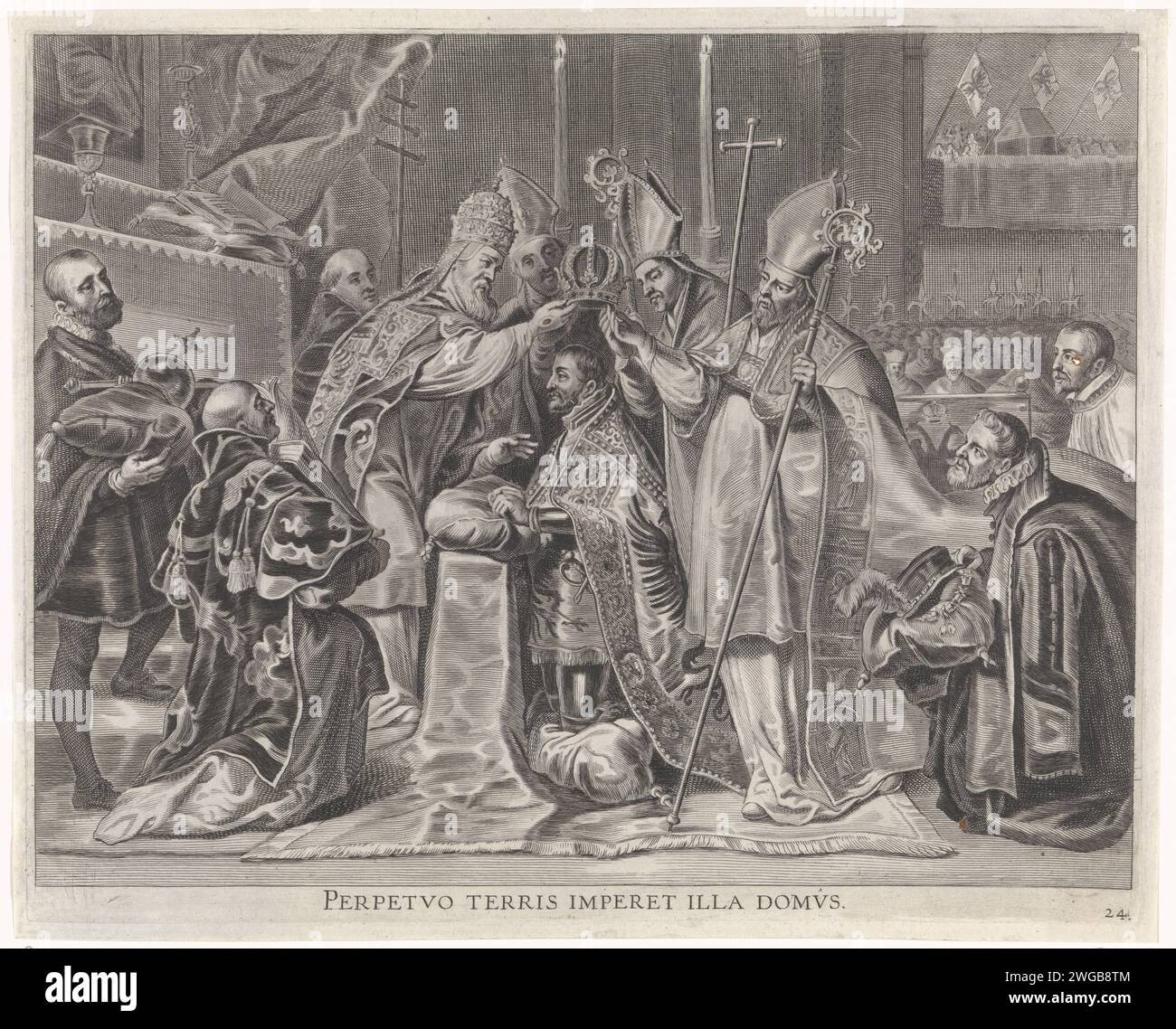 Charles V as emperor crowned by the Pope, Pieter de Jode (II), 1636 ...