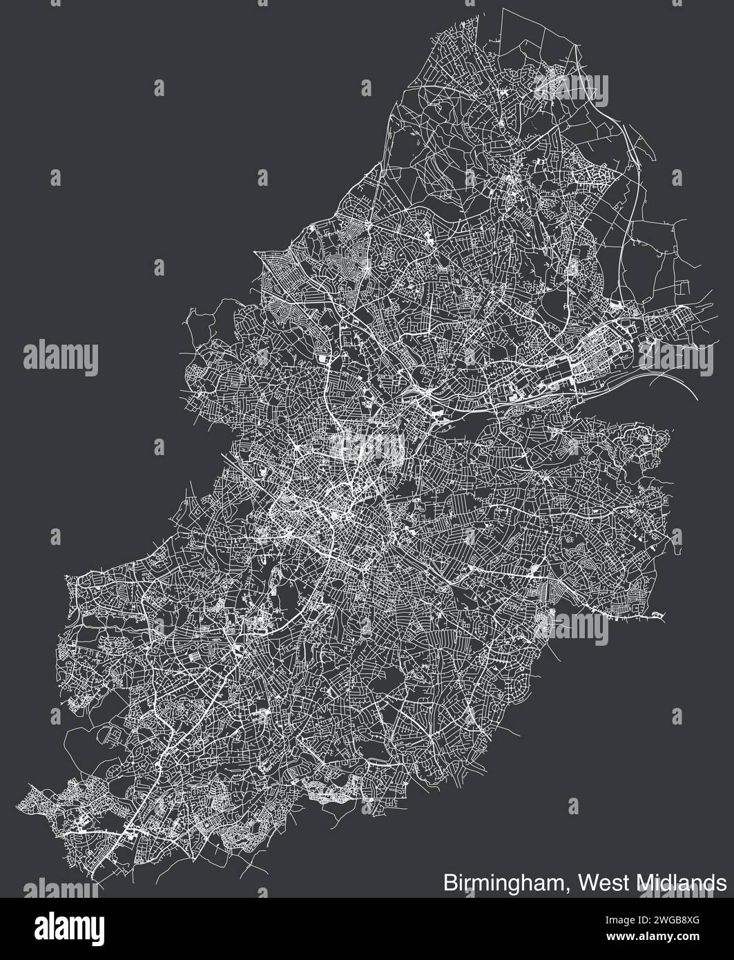 Street roads map of the METROPOLITAN BOROUGH AND CITY OF BIRMINGHAM ...