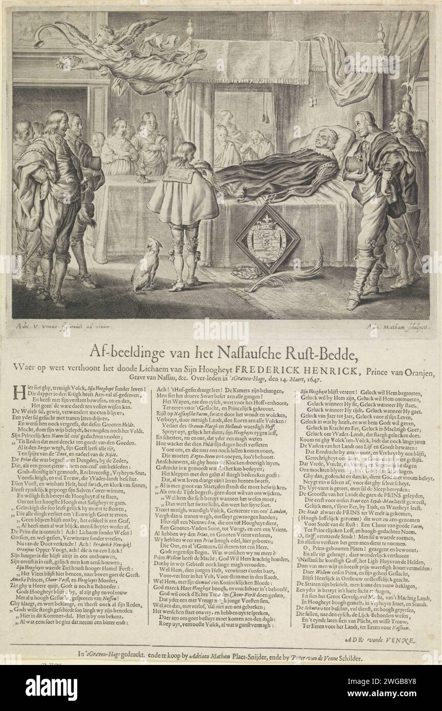 Palal bed of Frederik Hendrik, Prince of Orange, 1647, Adriaen Matham, After Adriaen Pietersz ...