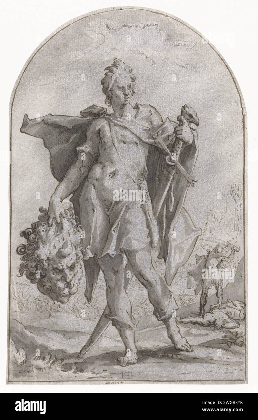 David with the head of Goliath, Hendrick Goltzius, 1586 - 1590 drawing ...