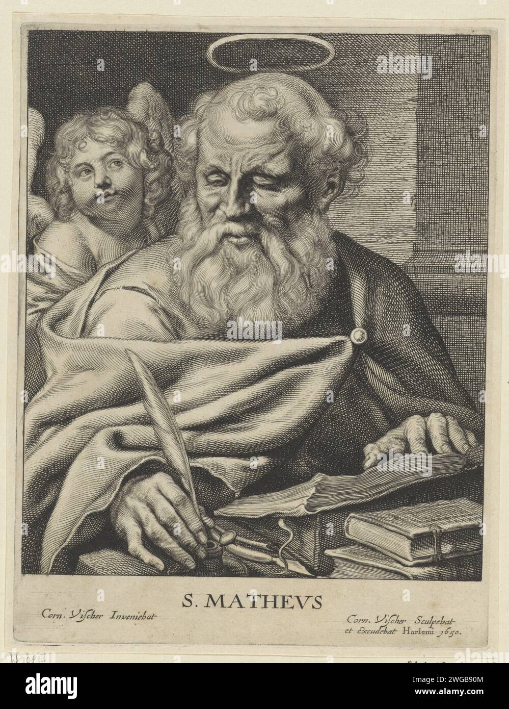 Evangelist Matthew, Cornelis Visscher (II), 1650 print Haarlem paper ...