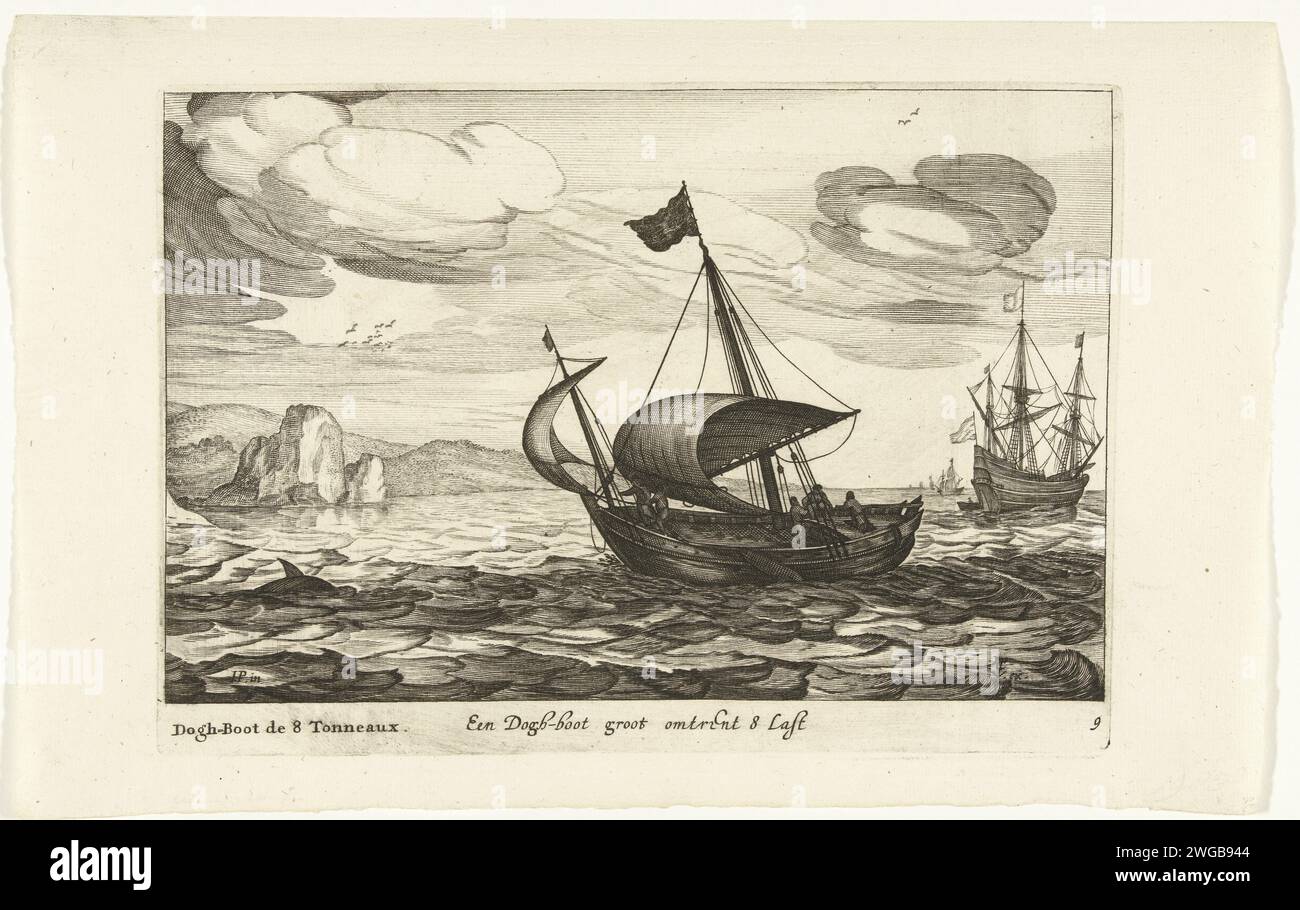 Dogger of dogboot, 1740 - 1760 print A dogger or dogboat on the water ...