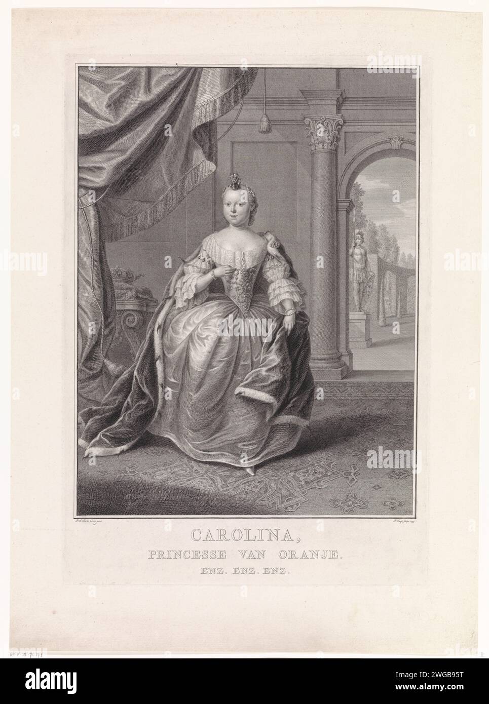 Portrait of Carolina, princess of Oranje-Nassau, Pieter Tanjé, after ...