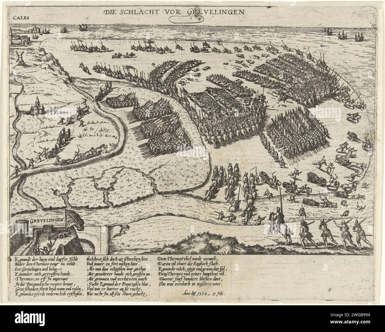 Battle of Grevelingen, 1558, 1566 - 1572 print Battle on the beach at ...