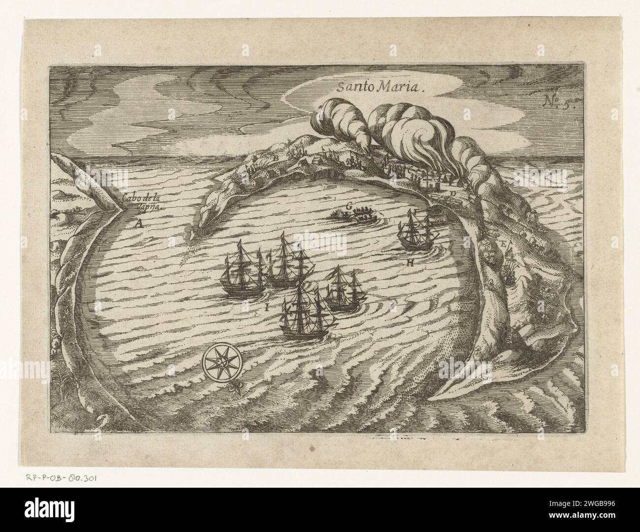 The ships at the island of Santa Maria, 1615, 1646 print The ships in ...