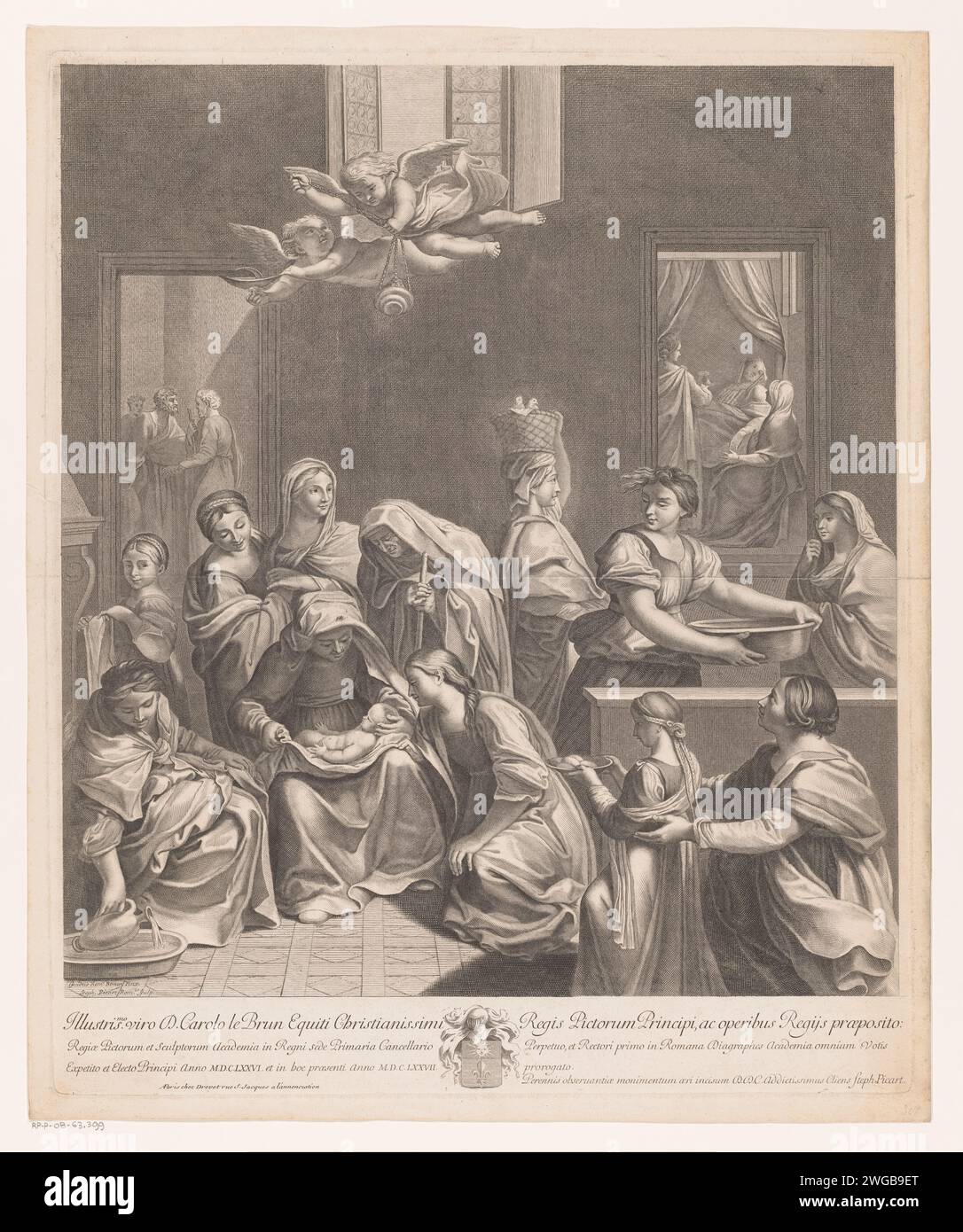 Birth of the Virgin, Etienne Picart, after Guido Reni, 1677 print paper ...