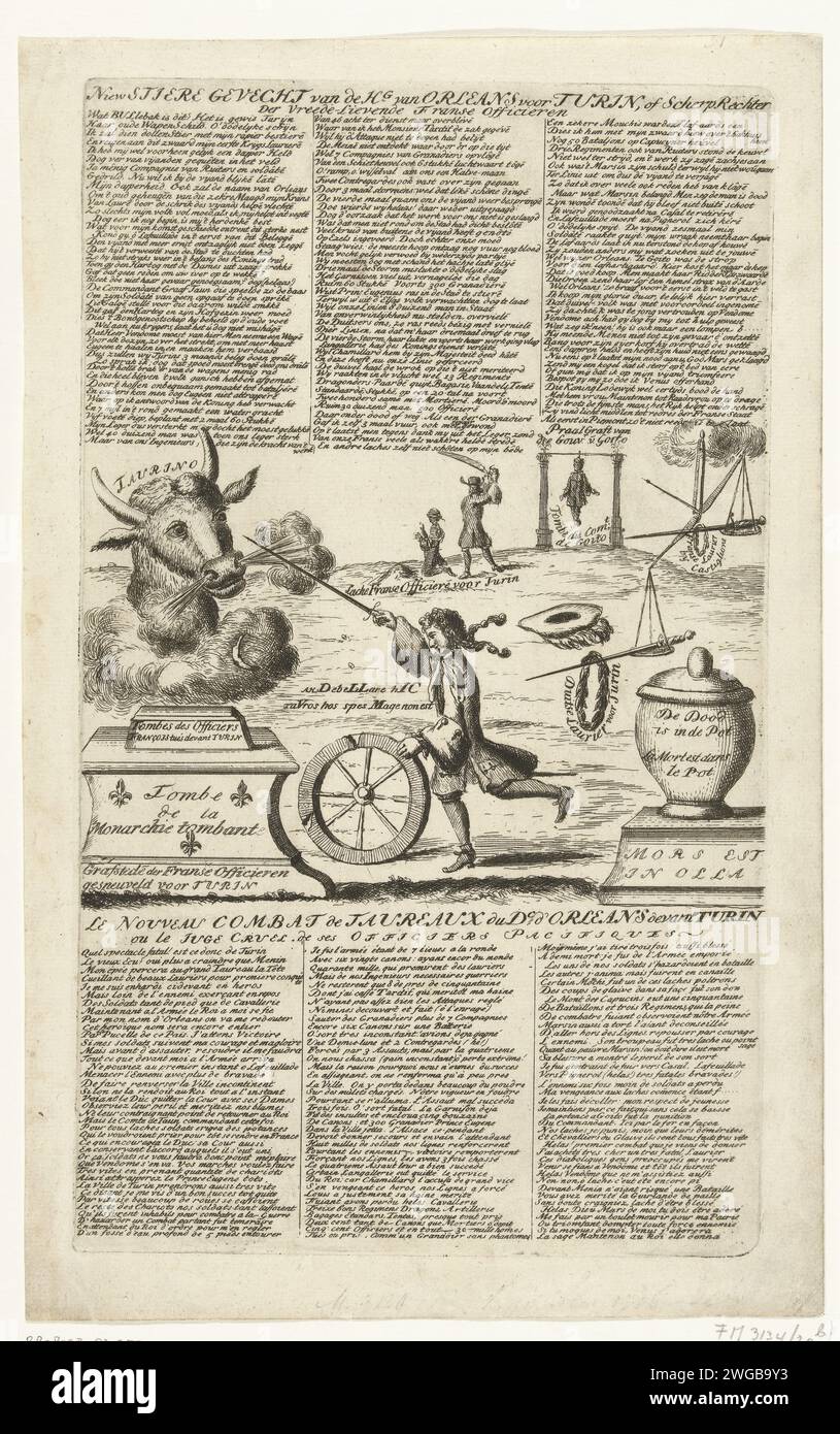 Cartoon on the failed French siege of Turin, 1706, 1706 print Cartoon ...