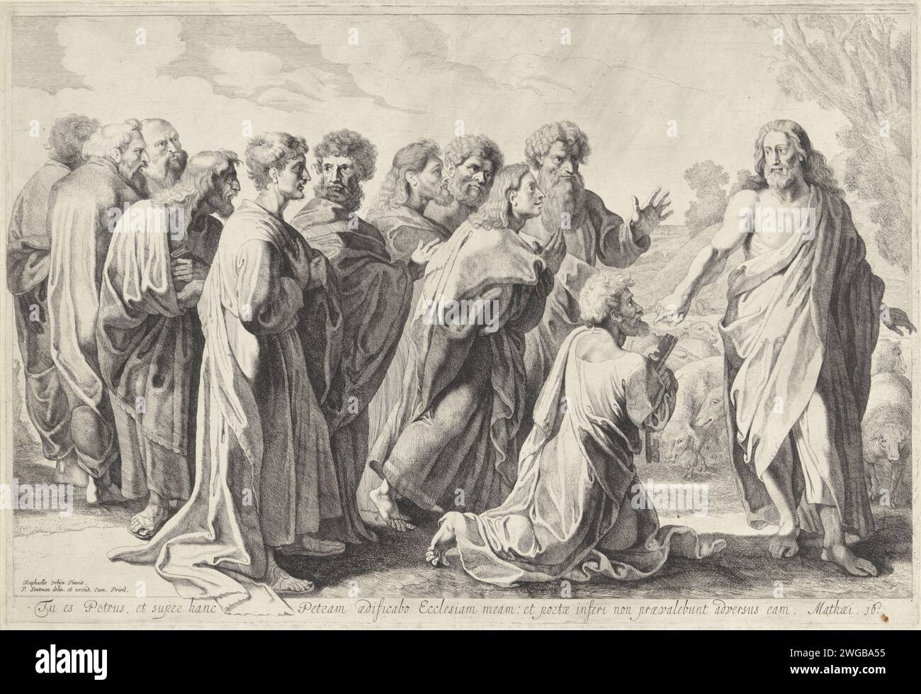 Christ gives the keys to the Kingdom of Heaven to Peter, Pieter Claesz. Soutman, After Peter ...