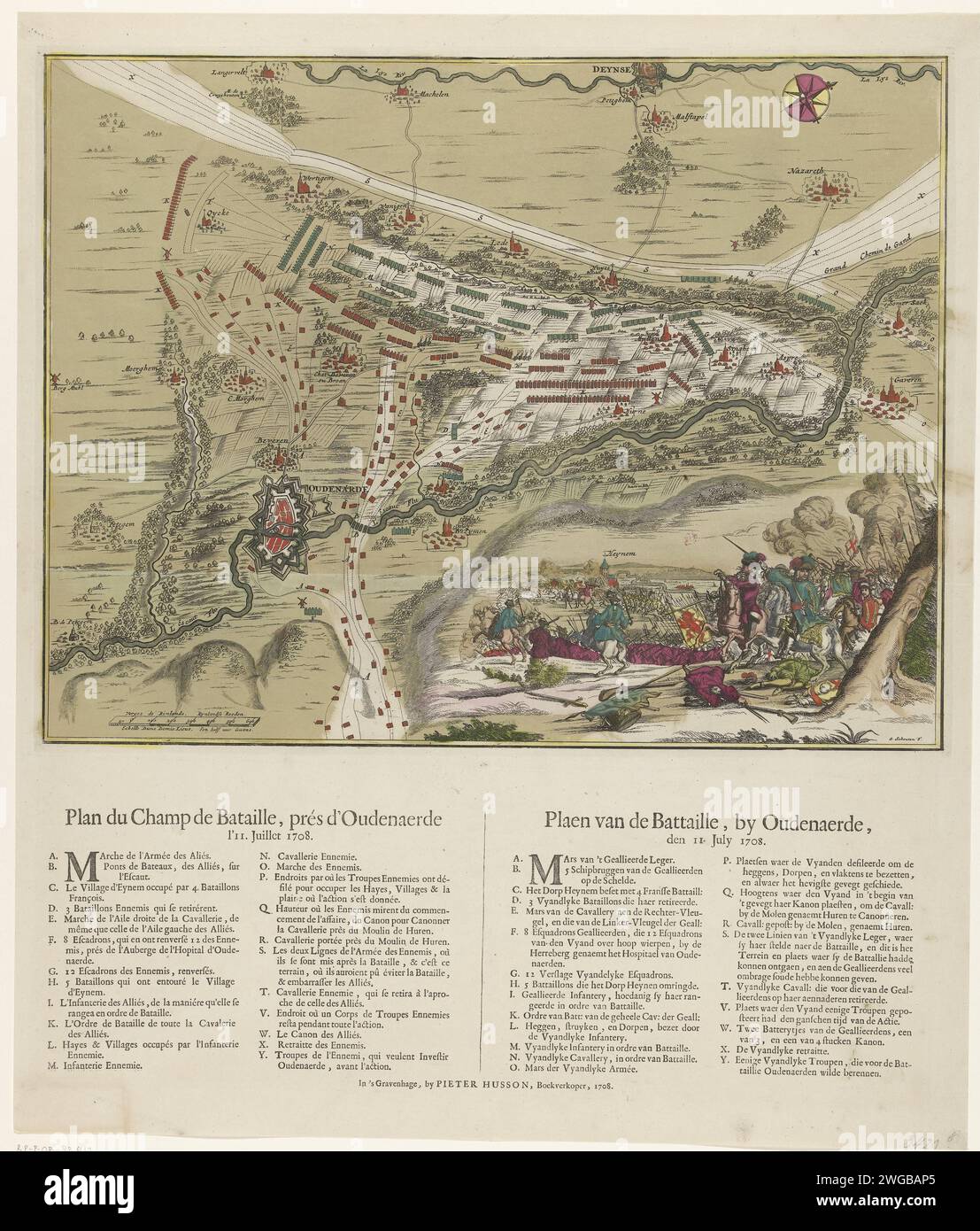 Battle of Oudenaarde, 1708, 1708 print Plan of the battle near ...