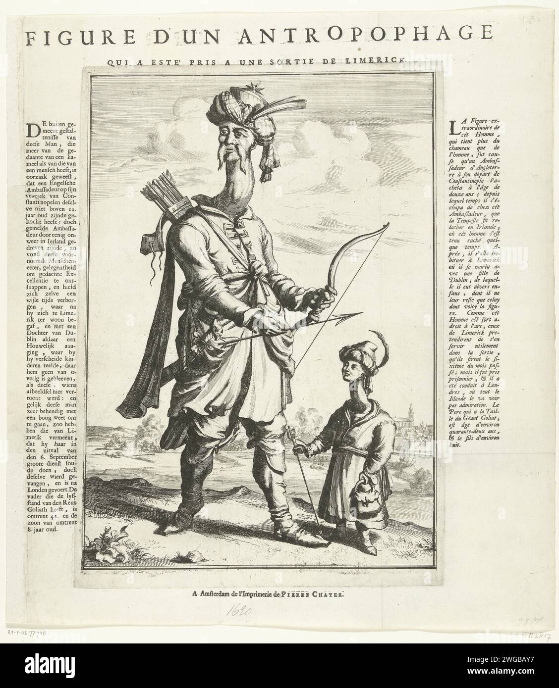 Reus and son with long necks, 1690, 1690 print A giant with his son ...