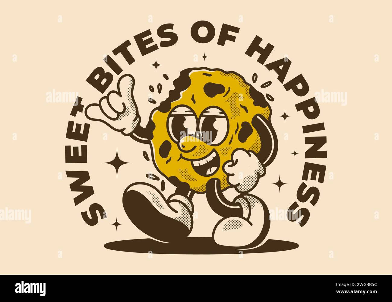 Sweet bites of happiness. Mascot character design of a walking cookies ...