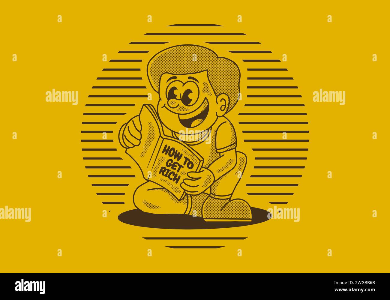 Vintage boy reading school Stock Vector Images - Alamy