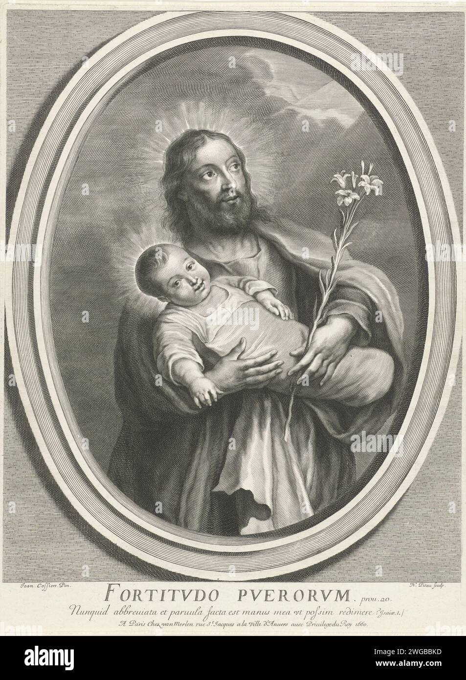 Saint Joseph with the Christkind, Nicolas Pitau (I), After Jan Cossiers ...