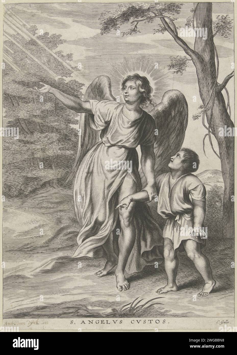 Child with Guardian Angel, Cornelis Galle (I), After Anthony Van Dyck ...