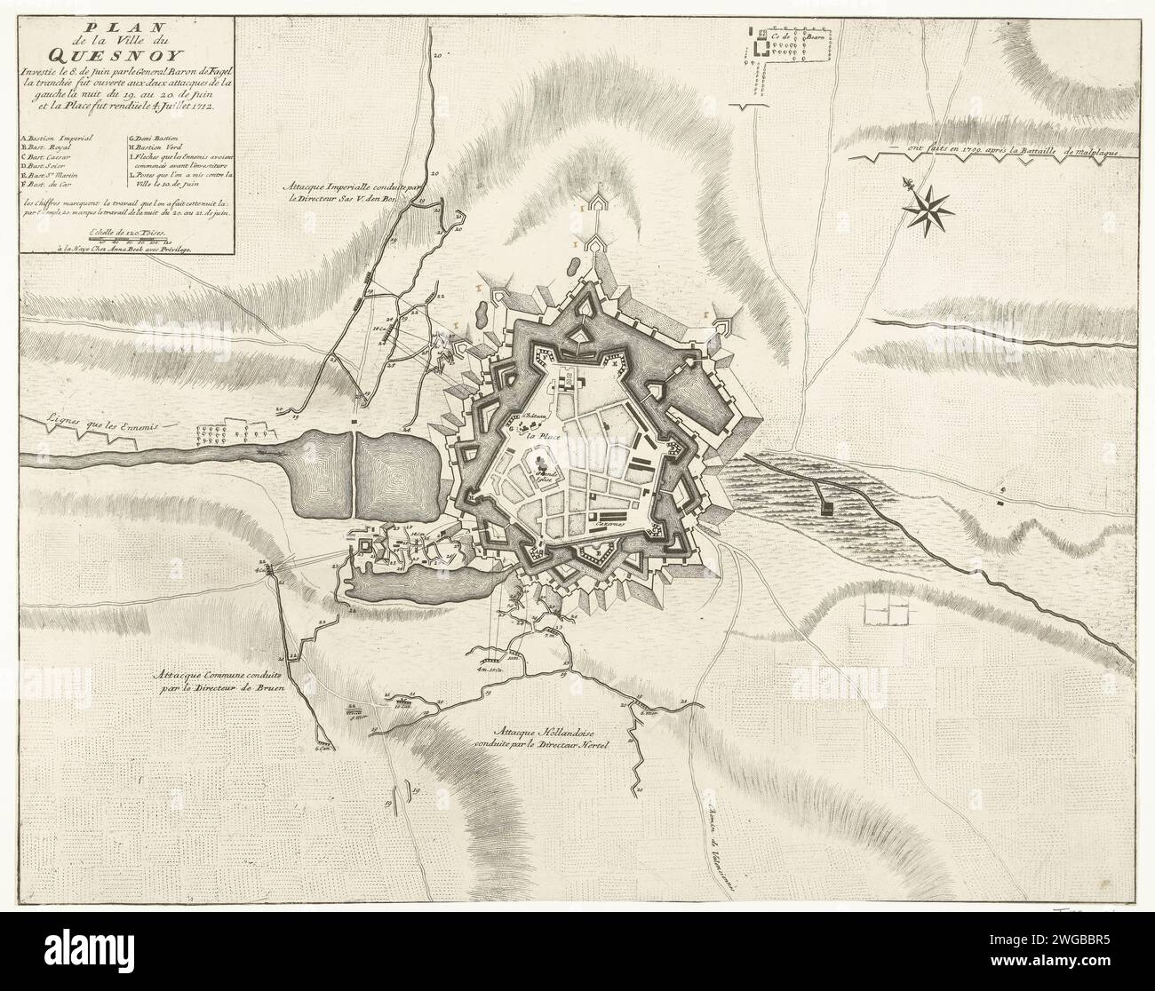 Map of Le Quesnoy, 1712, 1712 - 1717 print Map of the reinforcements ...