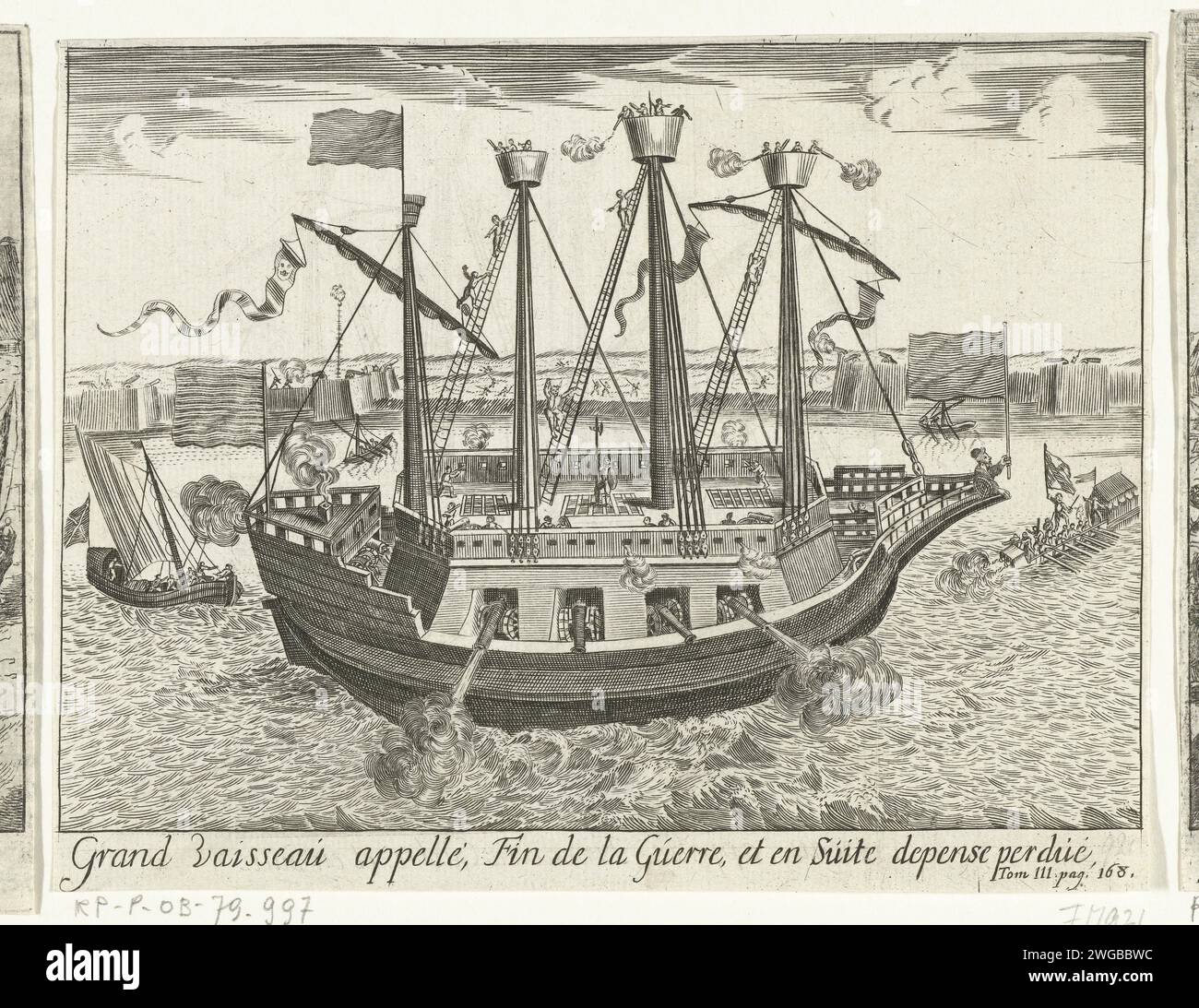 The ship Fin de la Guerre, 1585, 1613 - 1699 print The huge ship called ...