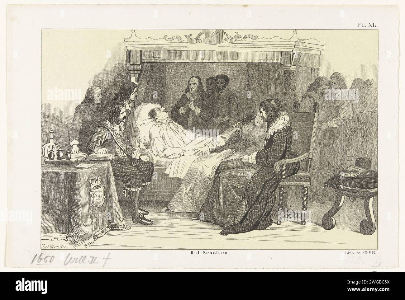 Deathbed of Willem II, 1650, 1853 - 1861 print Death of Prince William ...