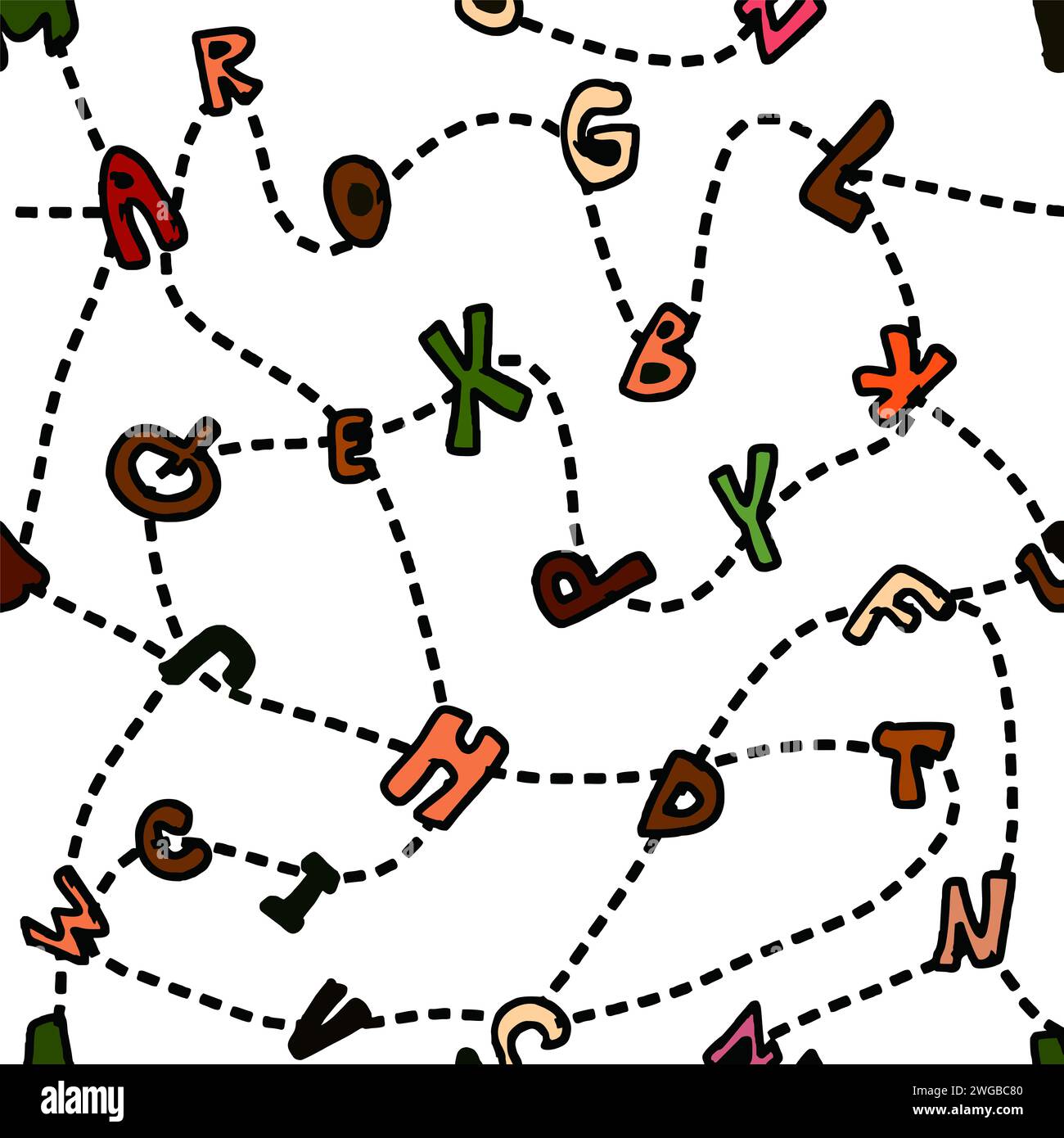 cute alphabet seamless pattern with dash line for making t shirt ...