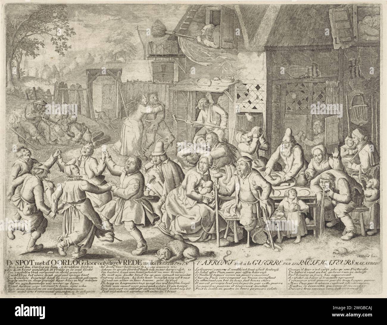 Brassing beggars, Pieter Serwouters, After David Vinckboons, 1713 ...