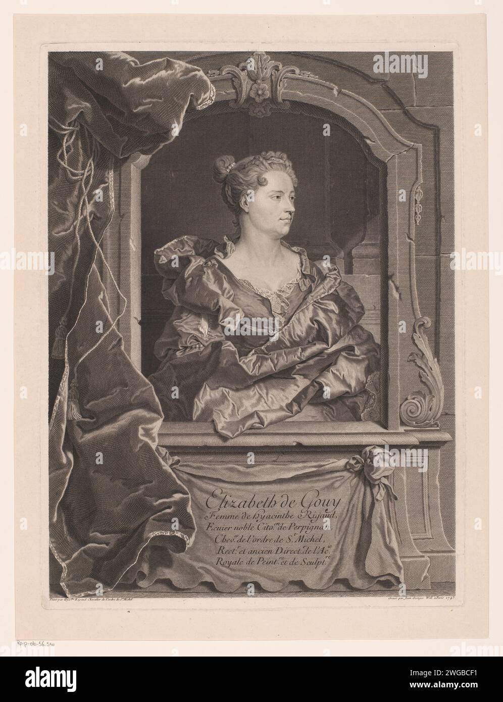 Portret van Elizabeth de Gouy, Johann Georg Wille, After Hyacinthe ...
