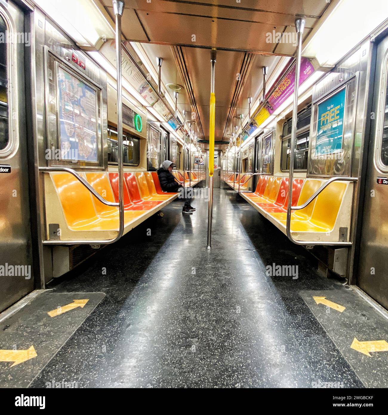 Jack Porter sat alone on MTA train in New York, USA Stock Photo - Alamy