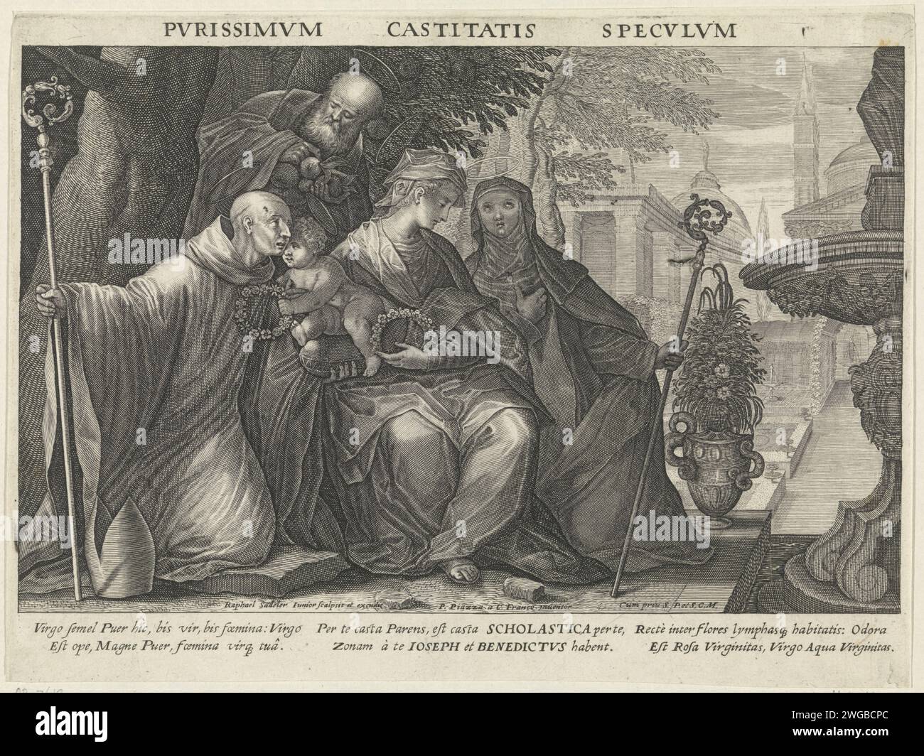 Holy Family with Saint Benedict and Saint Scholastica, Raphaël Sadeler ...