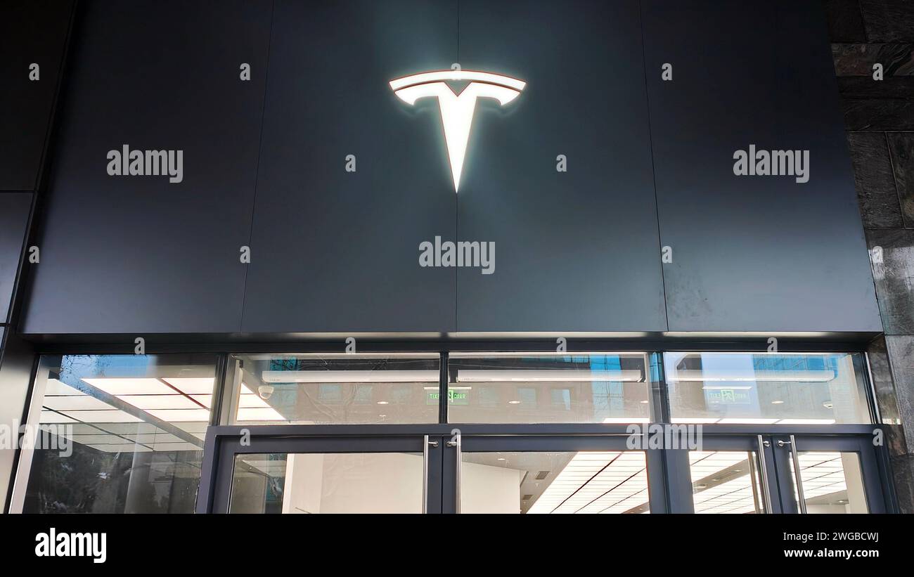 SHANGHAI, CHINA - FEBRUARY 3, 2024 - A Tesla New energy electric ...