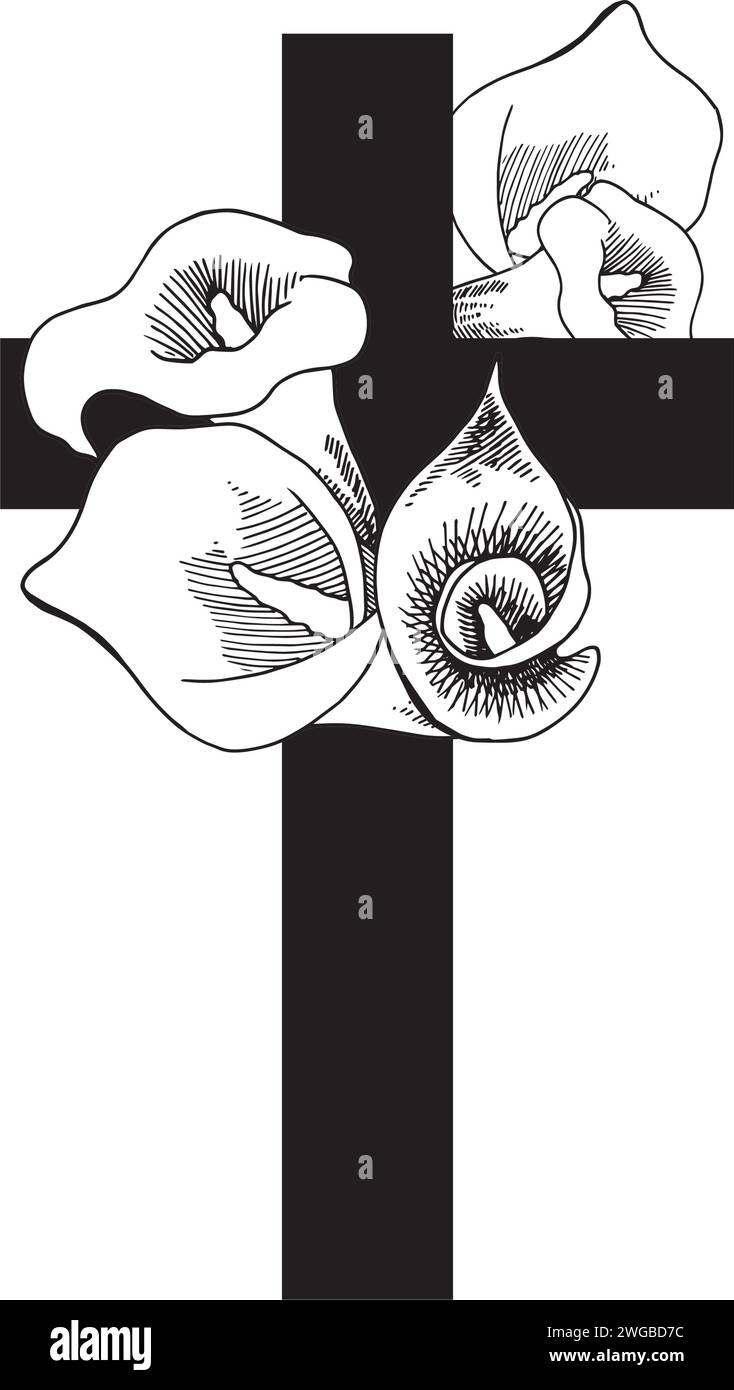 Vector Flower Cross, Floral Easter cross. Faith Cross, Religious Vector ...