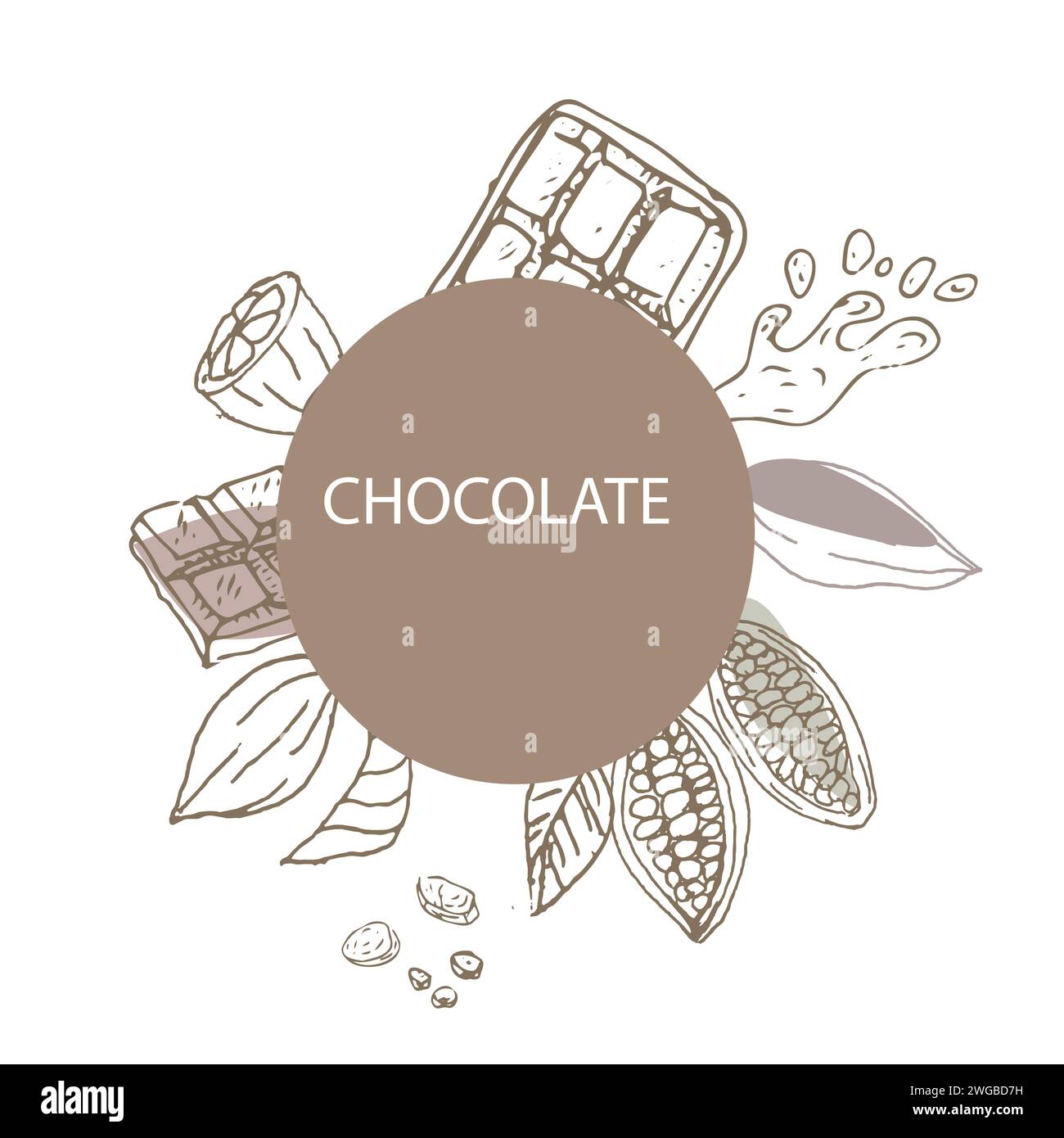 Cocoa beans and chocolate doodle background. Vector illustration ...