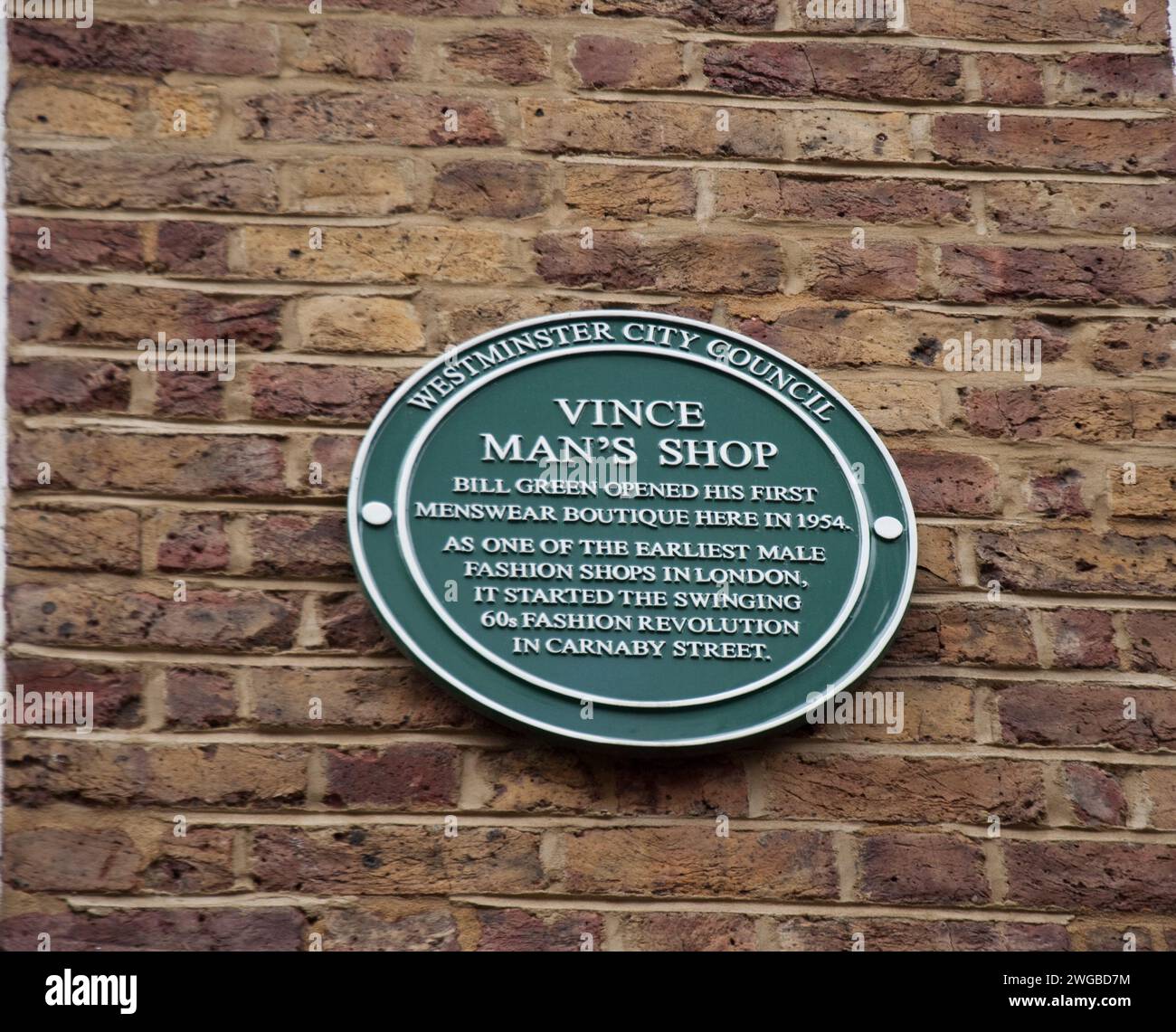 Plaque denoting the site of Vince Man's Shop, Soho, London, UK Stock ...