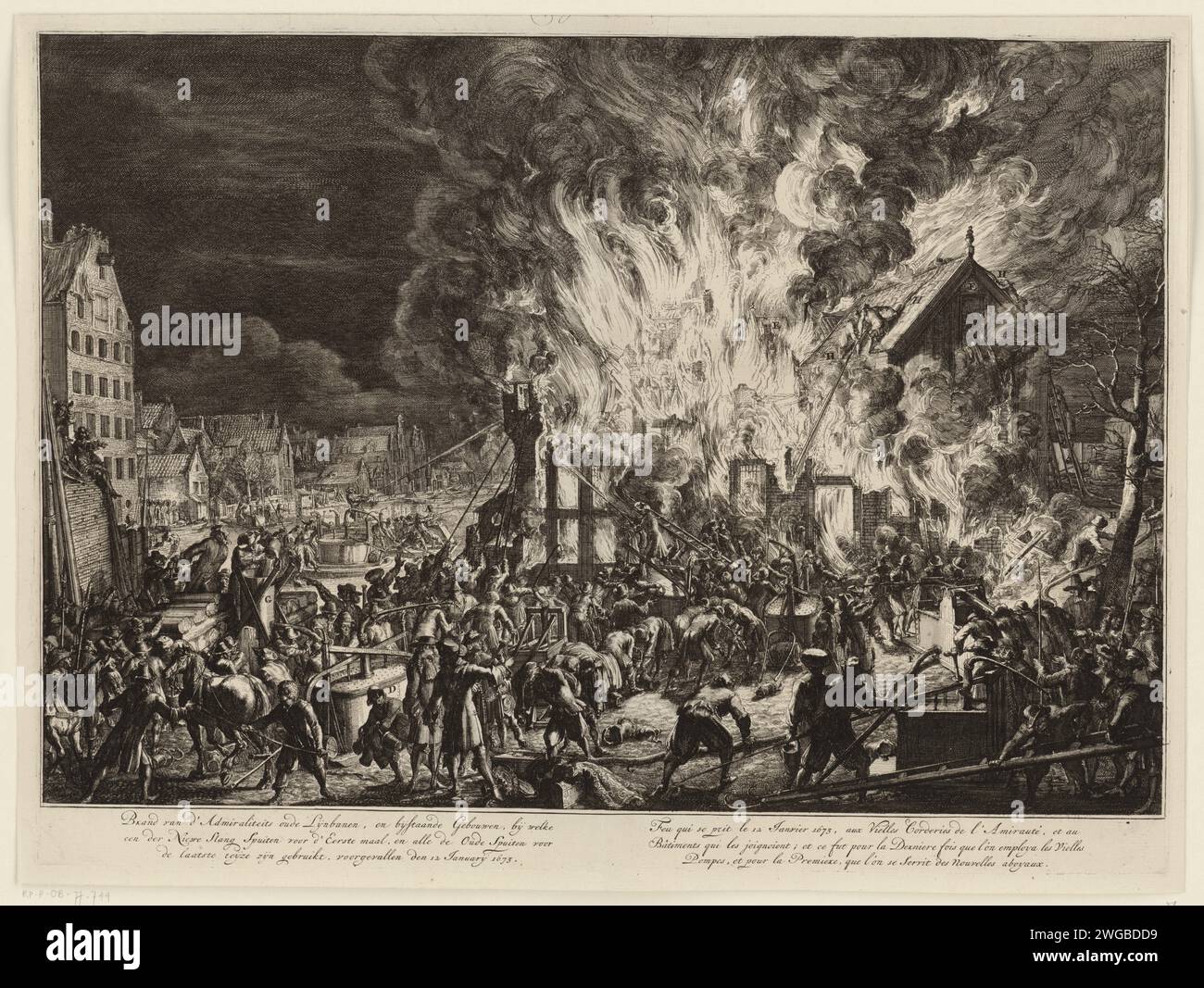 Fire in the Lijnbanen of Admiralty, 1673, 1690 - 1735 print Fire in the ...