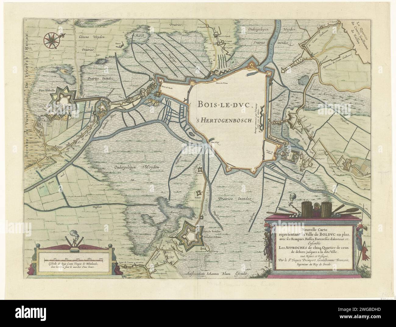 Map of the siege of Den Bosch by Frederik Hendrik, 1629, 1652 print Map ...
