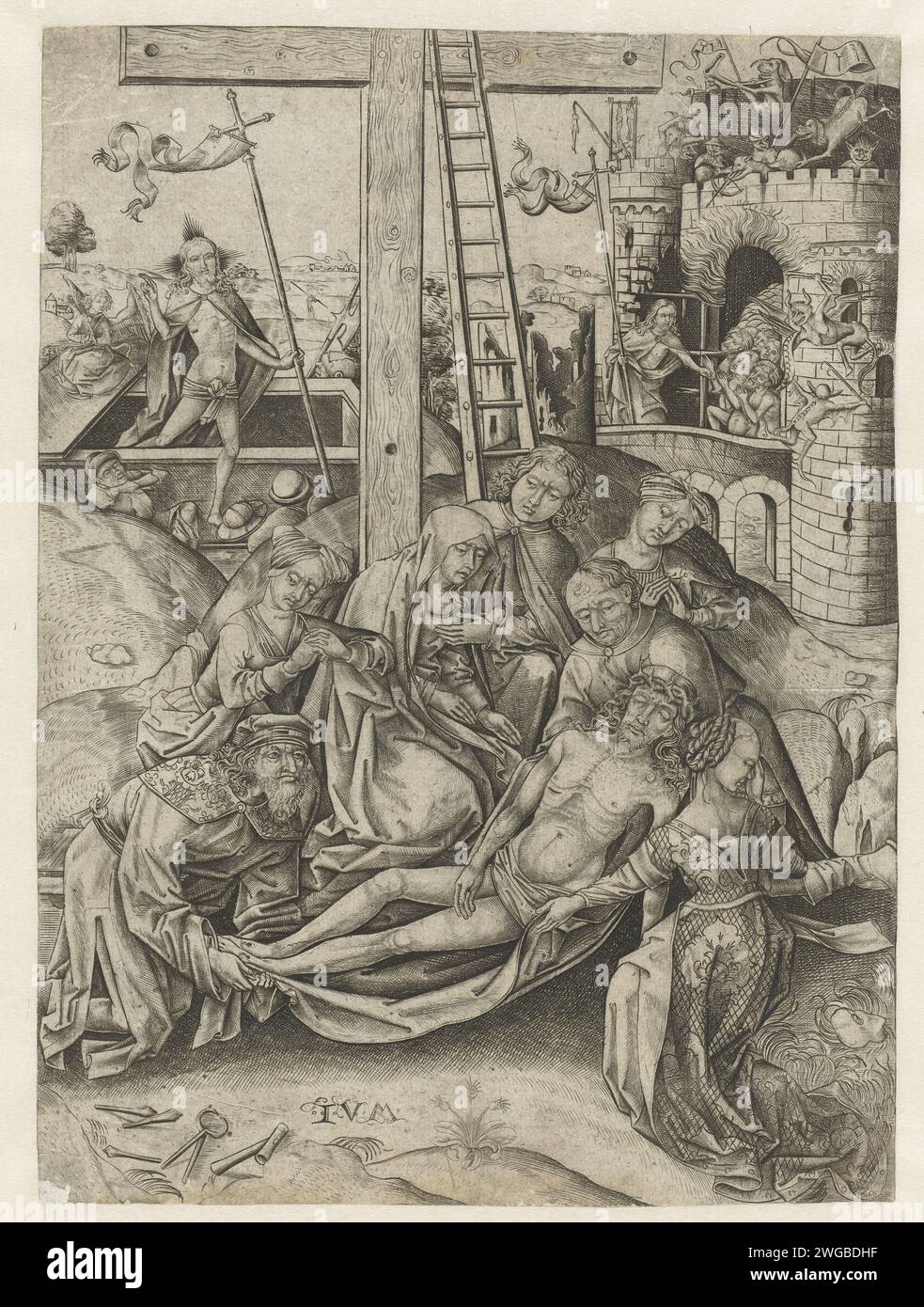 Installing of Christ, Anonymous, 1450 - 1503 print Nicodemus and Joseph ...