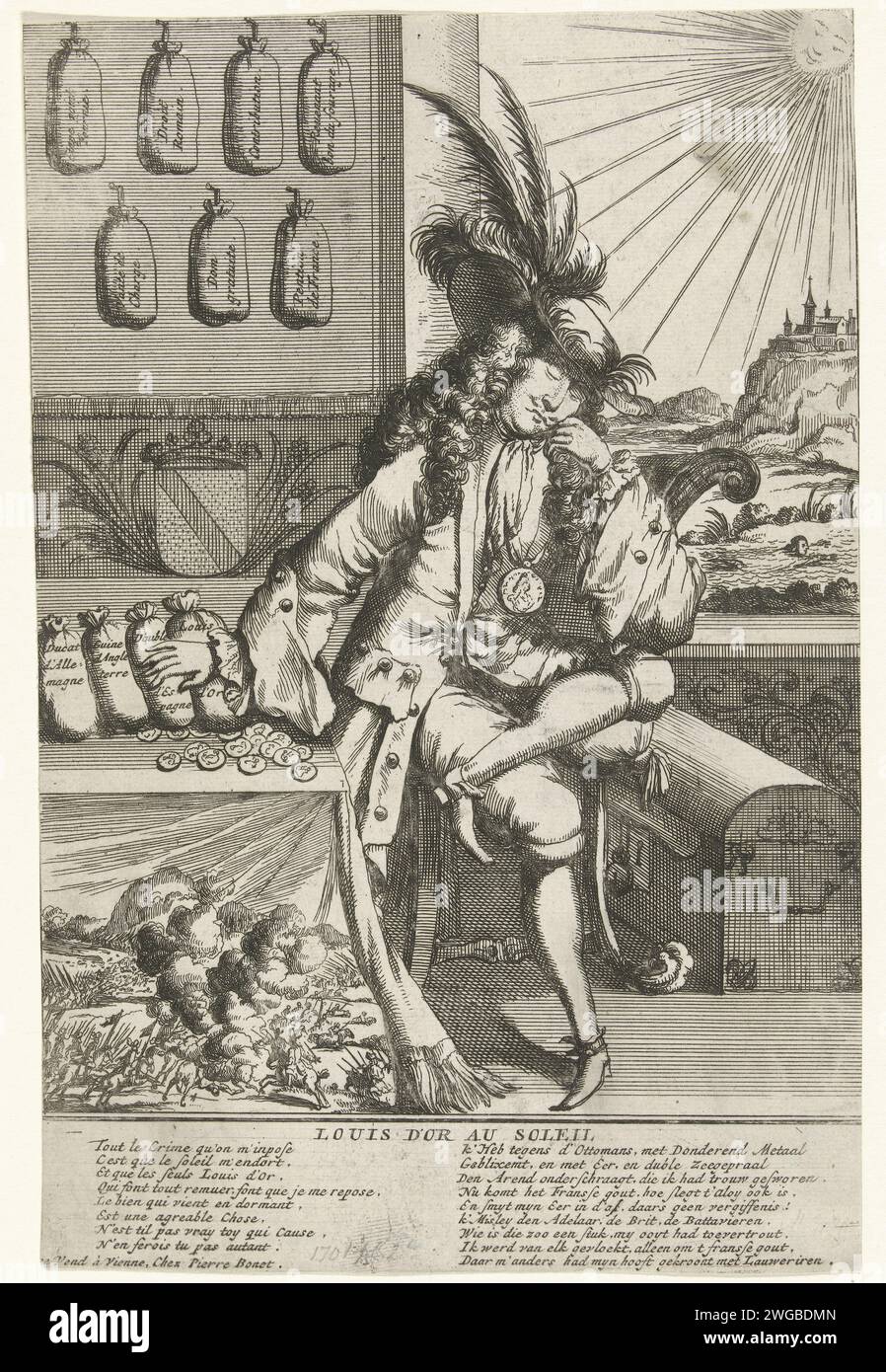 Cartoon on Lodewijk Willem van Baden -Baden, 1705, 1705 - 1706 print ...