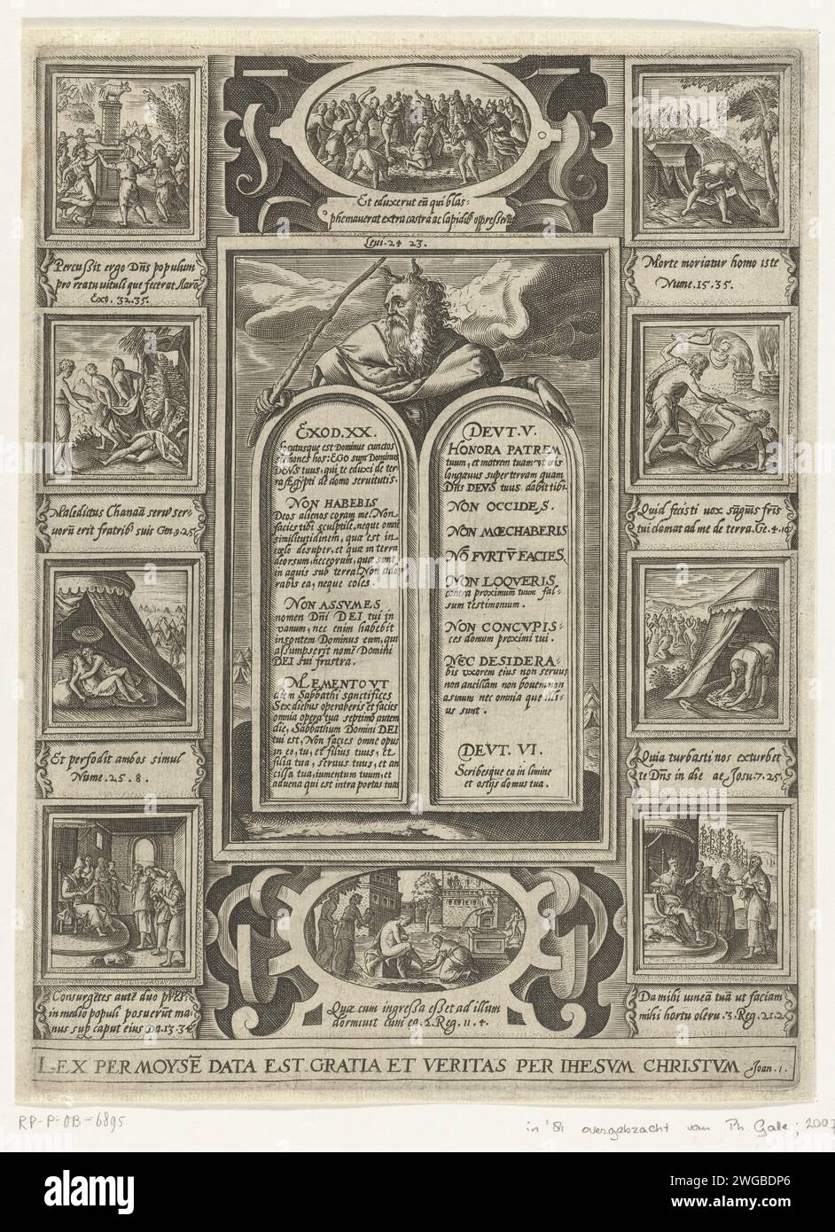 Moses with the Tables of the Law, 1575 - 1585 print Moses with a staff ...