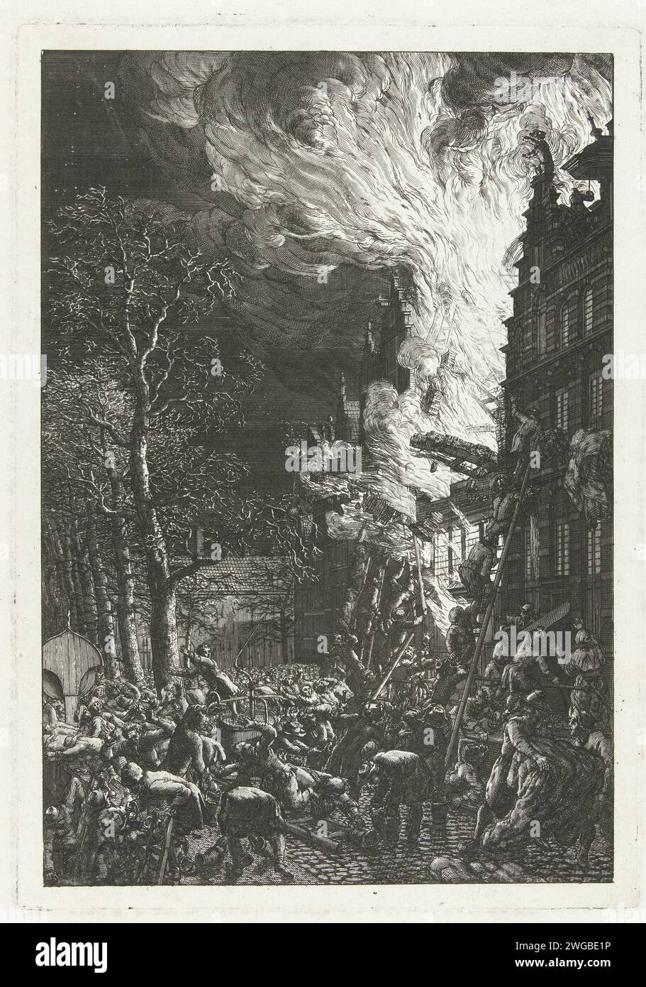 Fire on the Oude Schans in Amsterdam, 1658, 1850 - 1863 print Fire in a ...