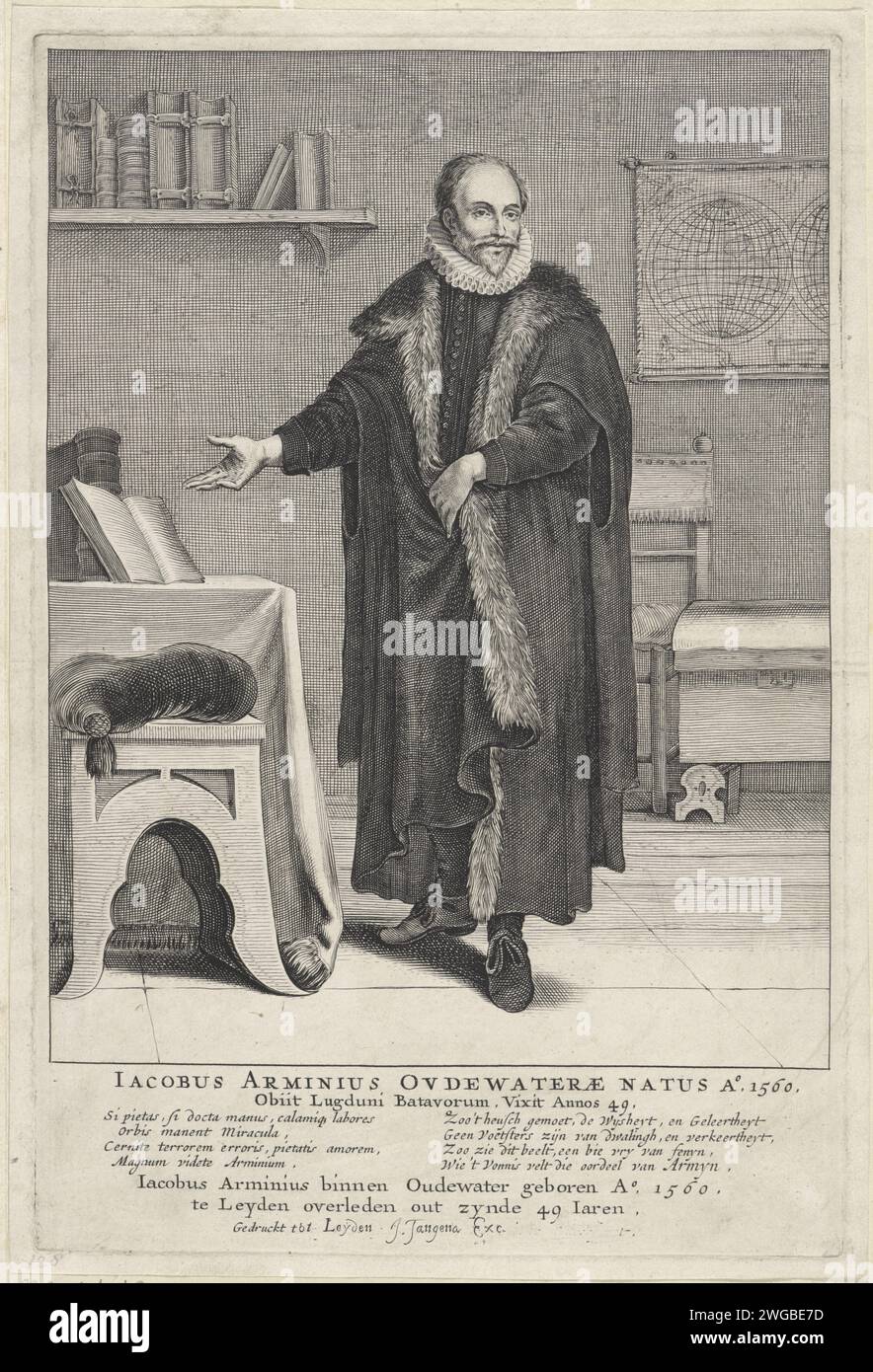 Portrait of Jacobus Arminius, François Stuerhelt, 1687 - 1698 print ...