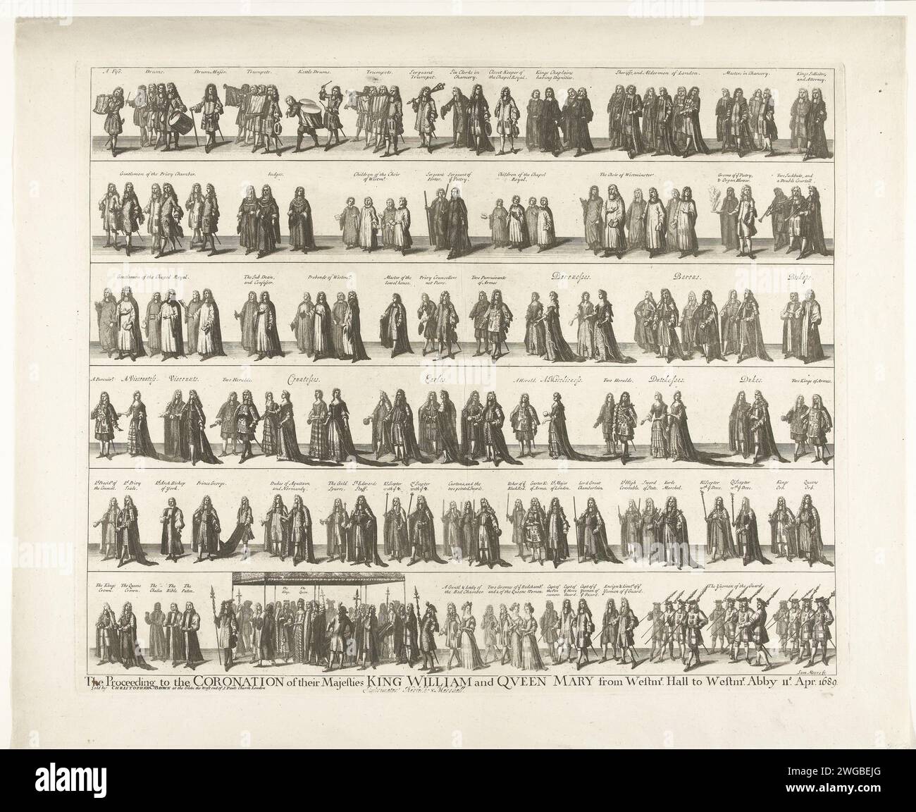 Procession with Willem III and Mary to De Coron in Westminster Abbey ...