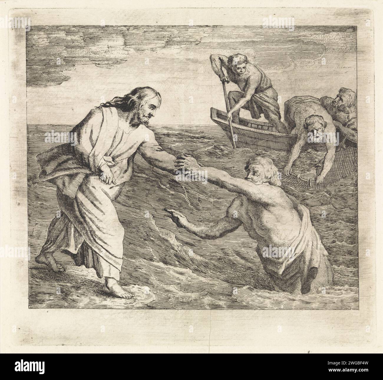 Christ runs over the water, Philippe Lambert Joseph Spruyt, after Peter ...