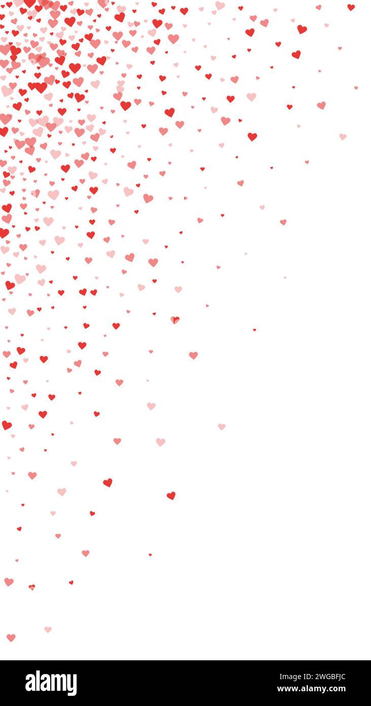 Heart confetti valentine overlay. Red hearts scattered on white ...