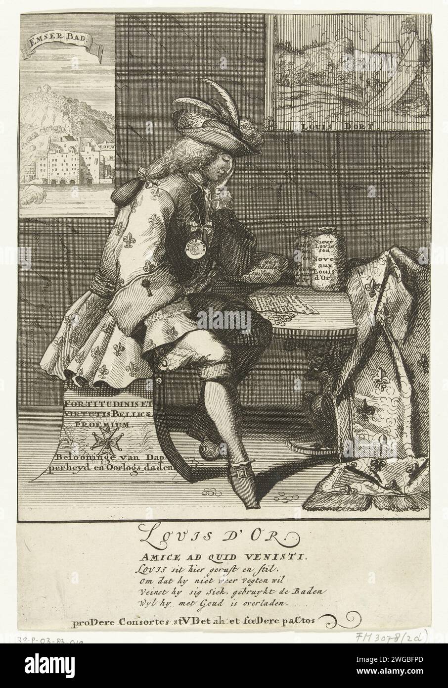 Cartoon on Lodewijk Willem van Baden -Baden, 1705, 1705 - 1706 print ...