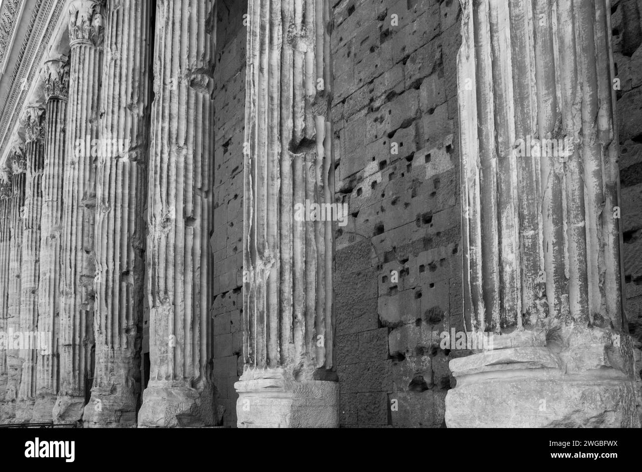 Rome, Italy May 19 2011; Ancient weathered stone pillars of Hadrian's ...