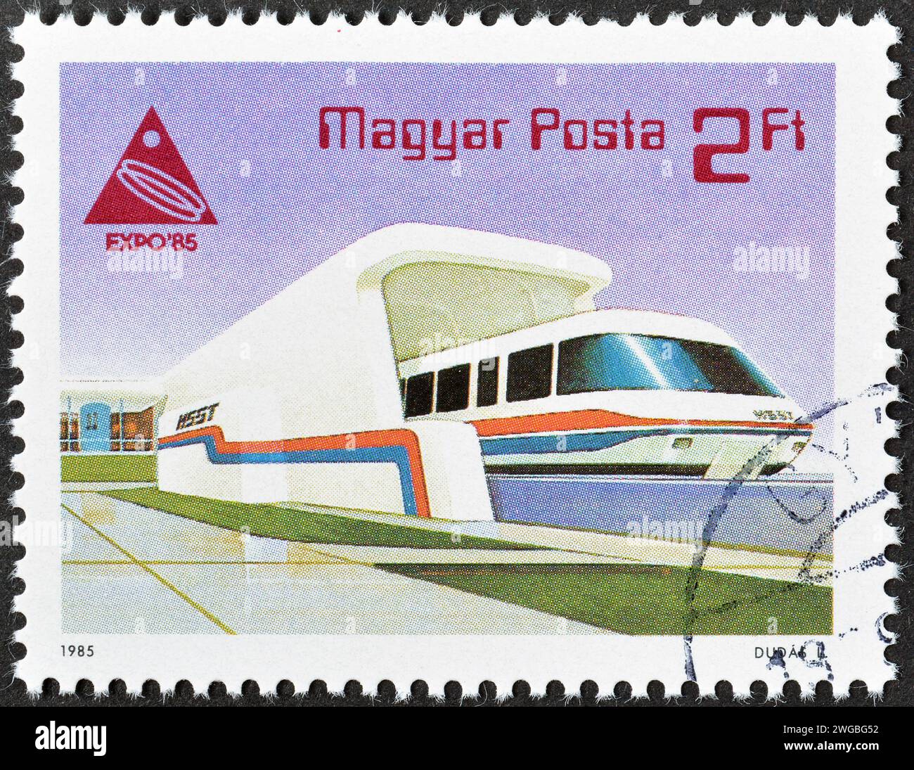 Cancelled postage stamp printed by Hungary, that shows High Speed ...