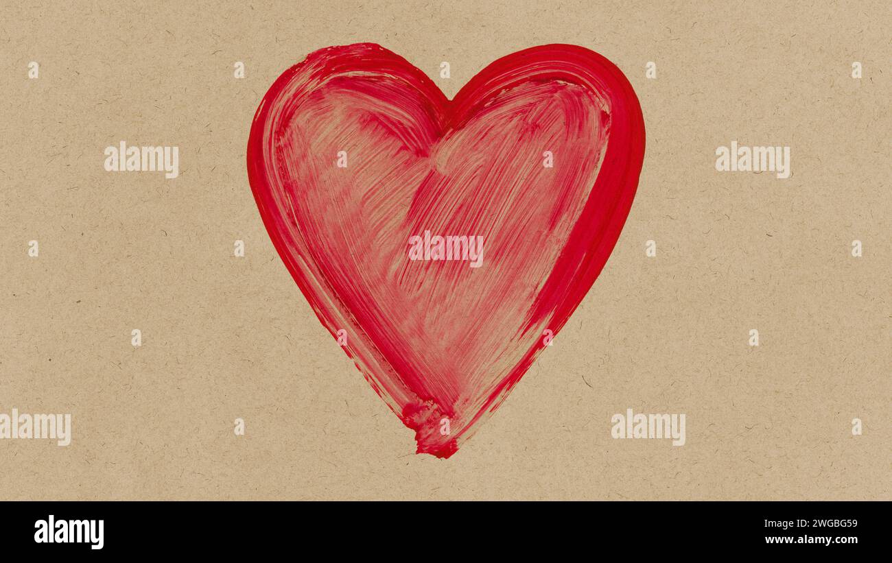 Old sheet of paper with a painted heart Stock Photo - Alamy