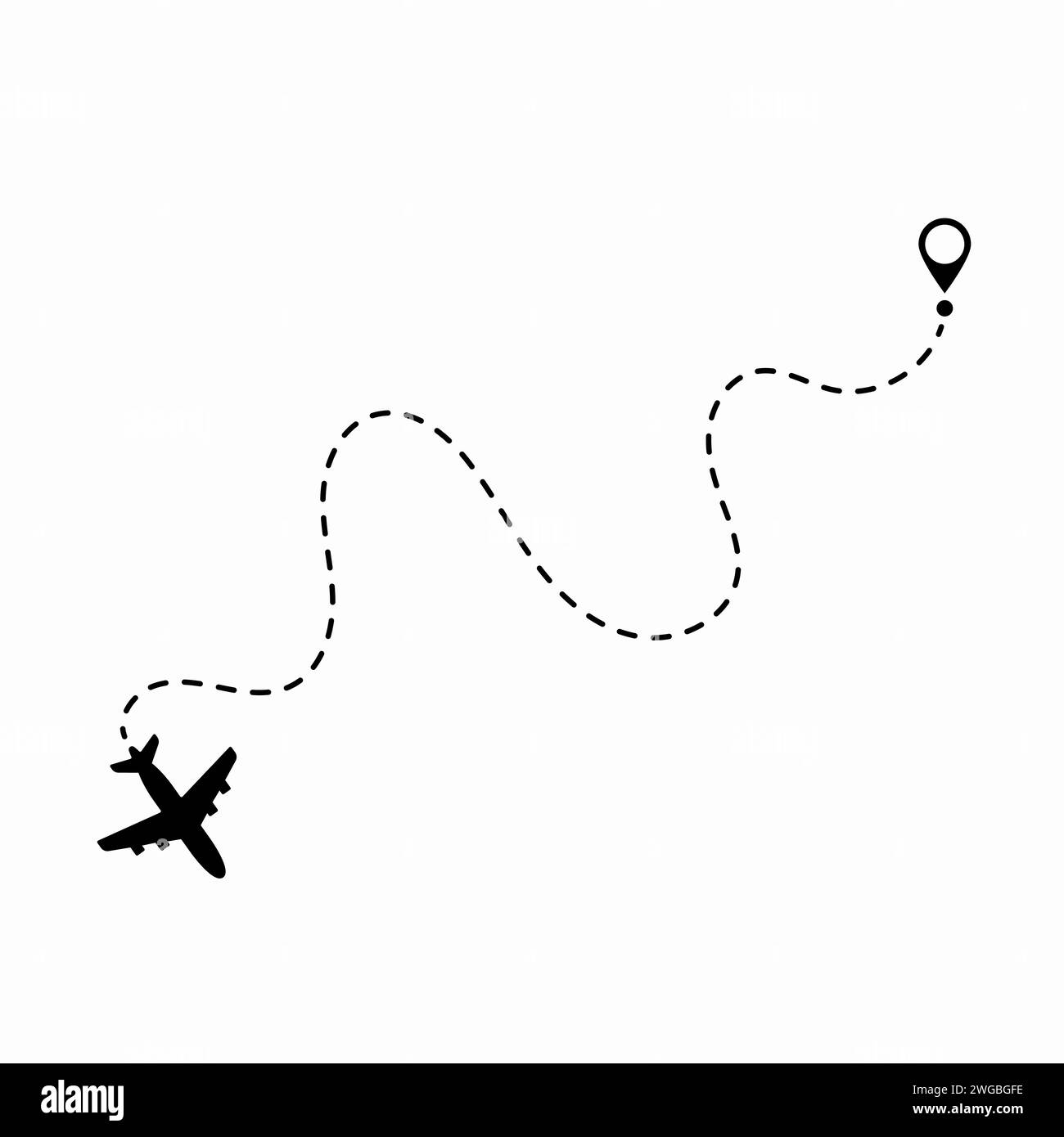 Travel concept. Dotted path airplane. Aircraft tracking. Airplane route ...